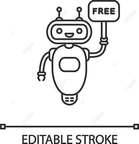 Linear Icon Of Chatbot With Free Text In Speech Bubble Vector Free Symbol Outline Png And
