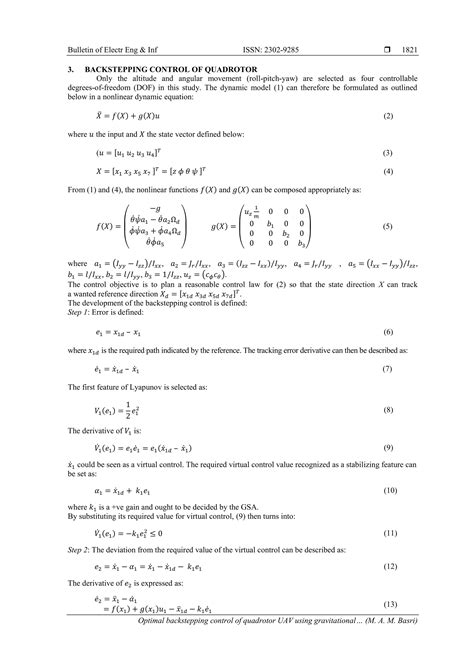 optimal backstepping control of quadrotor uav using gravitational