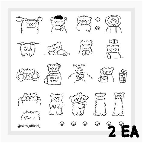 옥토 플루피 데일리 드로잉 스티커 캐릭터 일러스트 흑백 다꾸 스티커 위시버킷