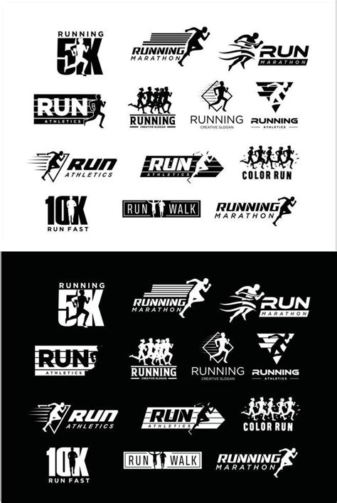 Set Of Run Logo Silhouette Designs