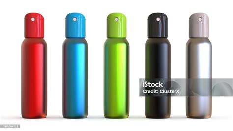 흰색 배경에 격리 된 컬러 빈 스프레이 병 3d 렌더링 그림 헤어스프레이에 대한 스톡 사진 및 기타 이미지 헤어스프레이 병 체취 제거제 Istock