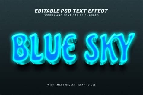 Blue Sky D Glow Text Effect Editable Graphic By Aglonemadesign Creative Fabrica