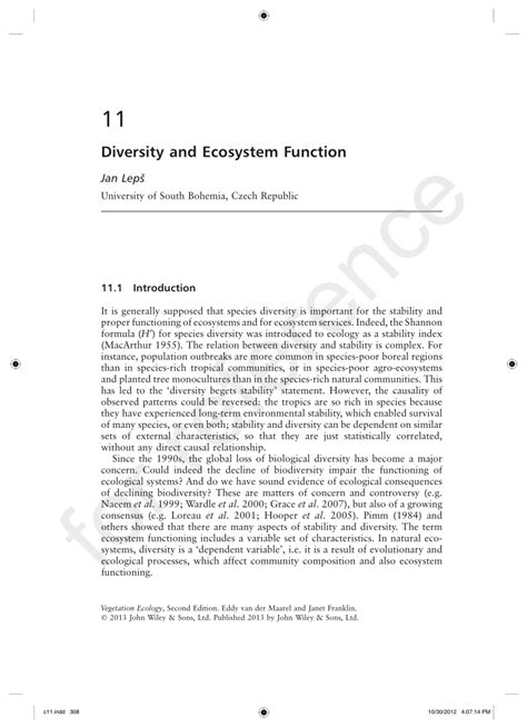 Pdf Diversity And Ecosystem Function