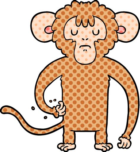 Cartoon Monkey Scratching Vector Art At Vecteezy