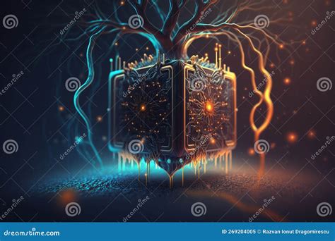 Neural Network With Glowing Bioluminescence The Image Represents The Futuristic Idea Of A