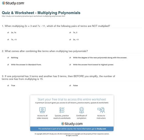 Multiplying Polynomials Worksheet Db Excel Com