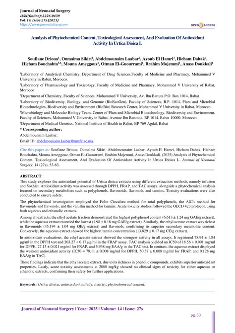 Pdf Analysis Of Phytochemical Content Toxicological Assessment And Evaluation Of Antioxidant