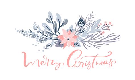 꽃 화환 장식과 손으로 쓴 서예 텍스트 메리 크리스마스 인사말 카드 디자인 현대 겨울 시즌 엽서 브로셔 벽 예술 디자인 개에 대한 스톡 벡터 아트 및 기타 이미지 Istock
