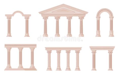 Antique Arches Ancient Greek Columns Marble Stone Classic Pillars Doric Ionic Corinthian
