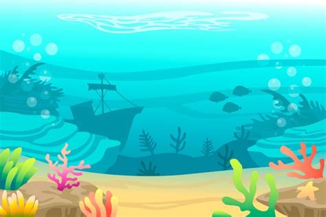 Tema De Fondo Bajo El Mar Vector Premium