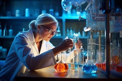 Premium Photo Mature Female Scientist Making Scientific Test In Her Research Lab Chemical Test