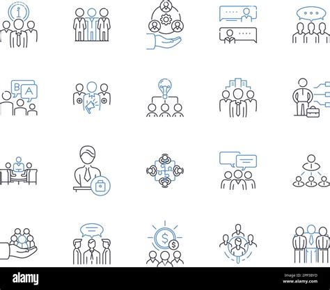 Operations Team Line Icons Collection Efficiency Coordination Maintenance Execution Process