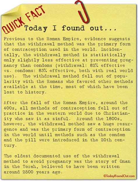 The Withdrawal Method Was The Primary Form Of Contraception Used In The
