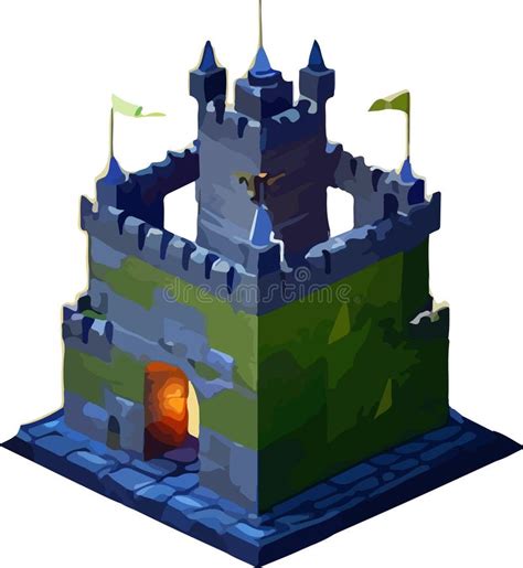 Vector Isometric Medieval Low Poly Castle Stock Vector Illustration Of Poly Tower 257896749