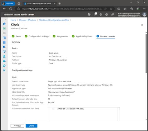 set up windows kiosk mode with intune veles software