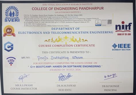 Looking Back To My Achievements I Have Successfully Completed An 11 Day Course Of C