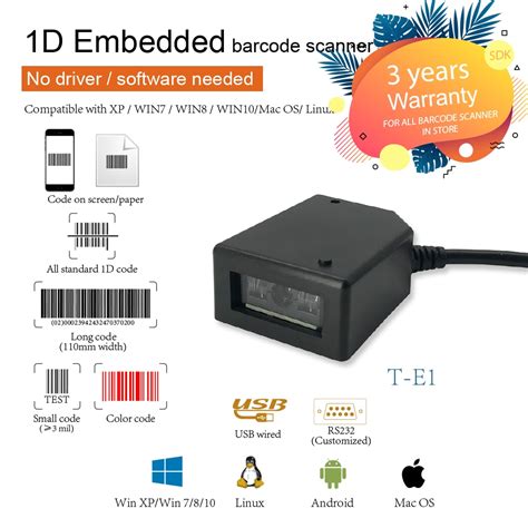 teklead rs232 serial usb barcode scanner 1d ccd qr bar code reader mini