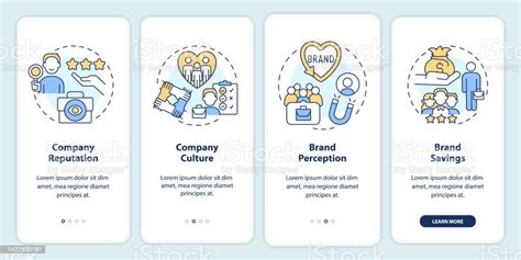 Hr 브랜딩 온보딩 모바일 앱 화면의 이점 감각 지각에 대한 스톡 벡터 아트 및 기타 이미지 감각 지각 그래픽 사용자 인터페이스 낙인 찍기 Istock