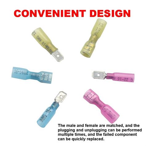 Raytech Electrical Wire Splices Heat Shrink Full Insulated Female And Male Terminals Connectors