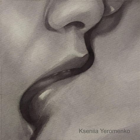 Kissing Couple Watercolor Painting Romantic Illustration Square
