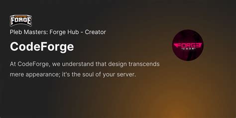 Pleb Masters Forge Hub Creator Codeforge