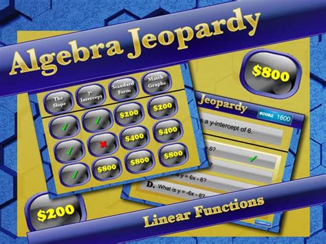 Interactive Math Game Algebra Jeopardy Linear Functions Media4Math