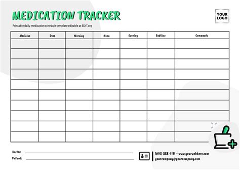 Medication Chart Template Free