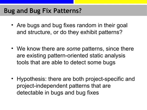 Static And Adaptive Bug Fix Patterns Ppt