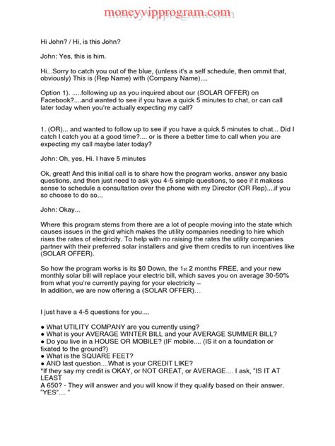 03 Solar Appointment Script Pdf