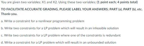 Solved You Are Given Two Variables X1 And X2 Using These