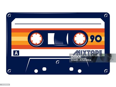 흰색 배경에 복고풍 빈티지 카세트 테이프 벡터 일러스트 벡터에 대한 스톡 벡터 아트 및 기타 이미지 벡터 믹스테이프 1980 1989 년 Istock