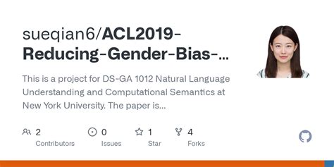 Github Sueqian6 Acl2019 Reducing Gender Bias In Word Level Language Models Using A Gender
