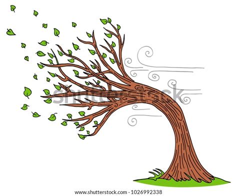 Image Blowing Wind Windy Day Tree Stock Vector Royalty Free 1026992338 Shutterstock