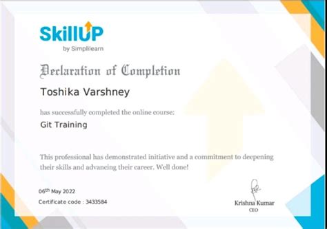 toshika varshney on linkedin git simplilearn skillup github