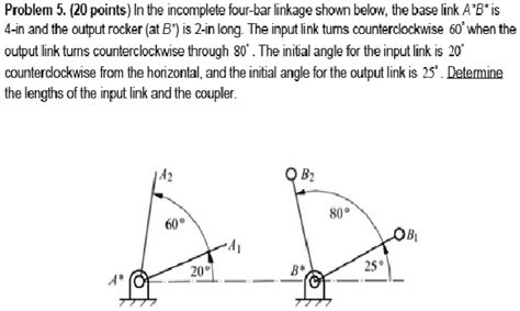 Solved Problem 5 20 Points In The Incomplete Four Bar Linkage Shown