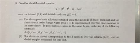 Matlab Consider The Differential Equation Over The Interval 04