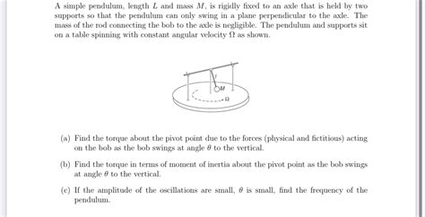 solved a simple pendulum length l ﻿and mass m ﻿is rigidly