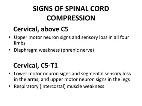 Cord Compression Syndrome By Dr Chukwuma O N G Department Of Internal Medicine Niger Delta