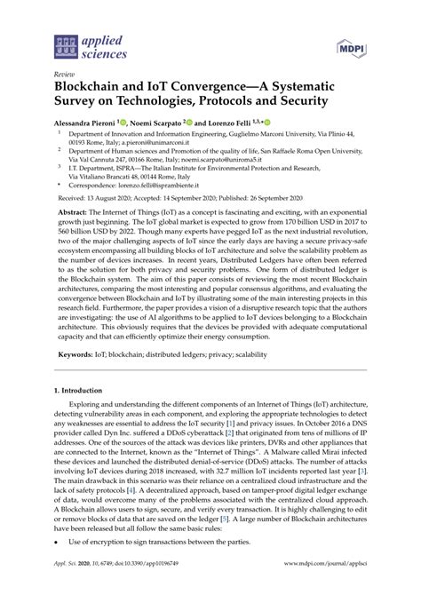 Pdf Blockchain And Iot Convergence—a Systematic Survey On
