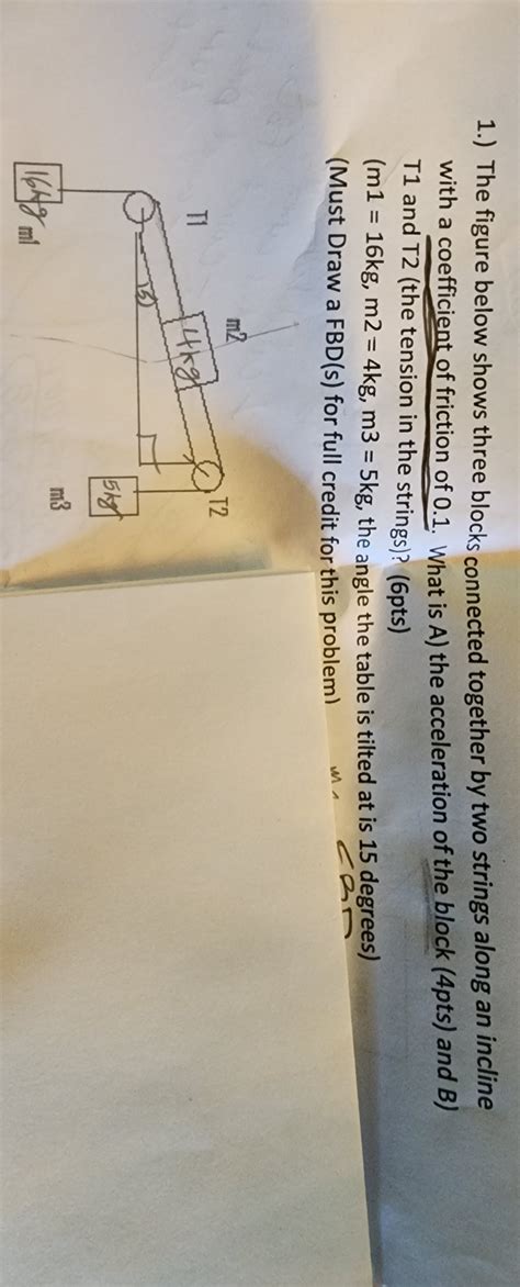 Solved 1 ﻿the Figure Below Shows Three Blocks Connected