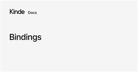 Bindings Kinde Docs