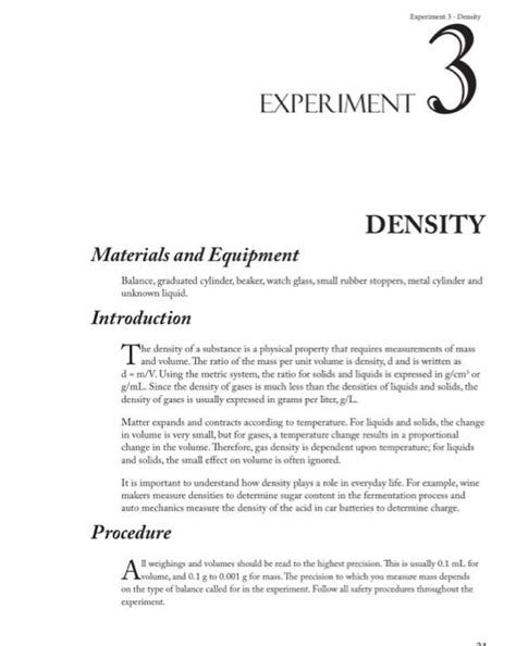 solved experiment 3 density 3 experiment density materials