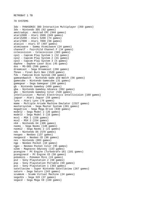 Retrobat 1 Tb Pdf Nintendo Computing Platforms