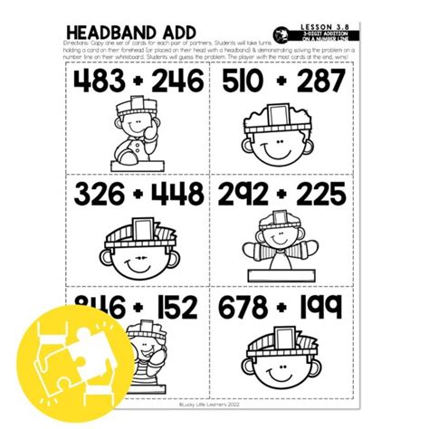 Lucky To Learn Math 3 Digit Addition On A Number Line Lesson 3 8 Collaboration Headband