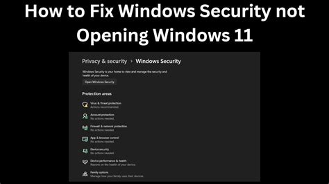 How To Fix Windows Security Not Opening Windows 11 Youtube
