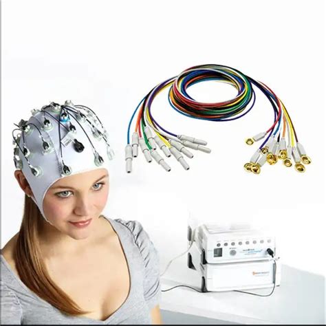 Reusable Color Coded Eeg Electrodes 1 5m Golden Plated Cup Electrode Eeg Cord Cables Eeg