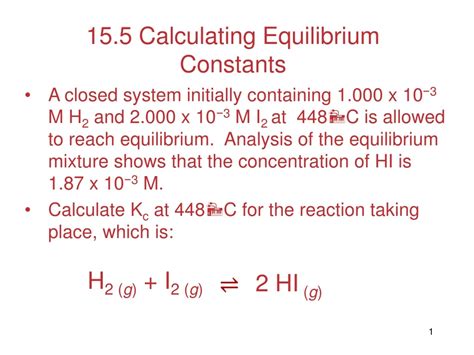Ppt Calculating Equilibrium Constants And Applications In Chemistry Powerpoint Presentation
