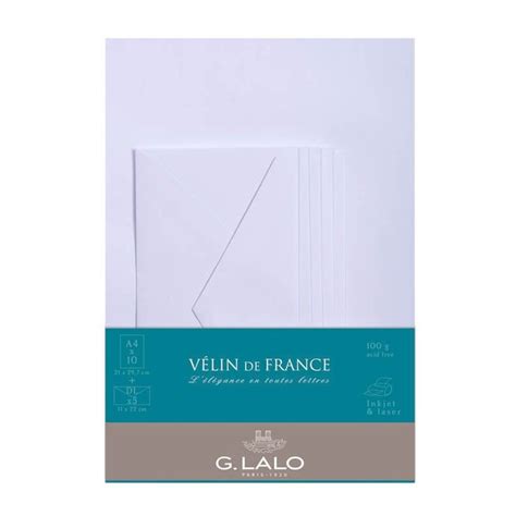 10 Feuilles A4 Et 5 Enveloppes Dl Vélin De France G Lalo