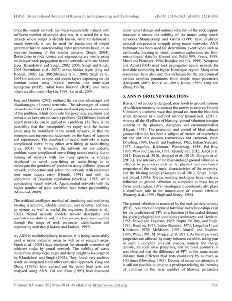 Application Of Artificial Neural Network For Blast Performance Evaluation Pdf Geology Science