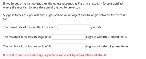Solved If Two Forces Act On An Object Then The Object